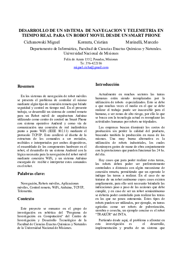 (PDF) Desarrollo de un sistema de navegación y telemetría en tiempo real para un robot móvil ...