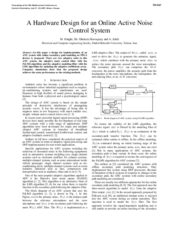 (PDF) A hardware design for an online Active Noise Control System