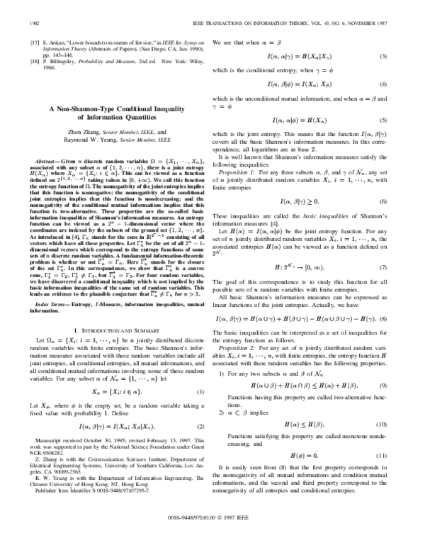(PDF) A non-Shannon-type conditional inequality of information quantities