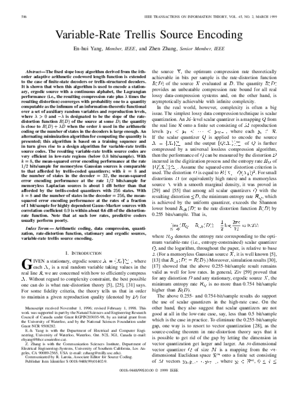 (PDF) Variable-rate trellis source encoding
