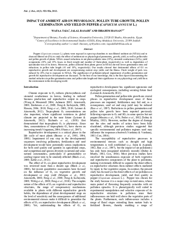 (PDF) Impact of ambient air on physiology, pollen tube growth and ...