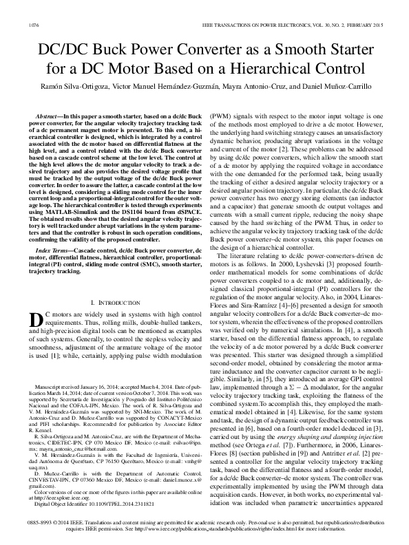 (PDF) DC/DC Buck Power Converter as a Smooth Starter for a DC Motor ...