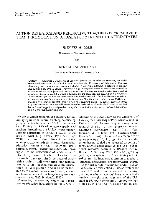(PDF) Action research and reflective teaching in preservice teacher education: A case study from ...