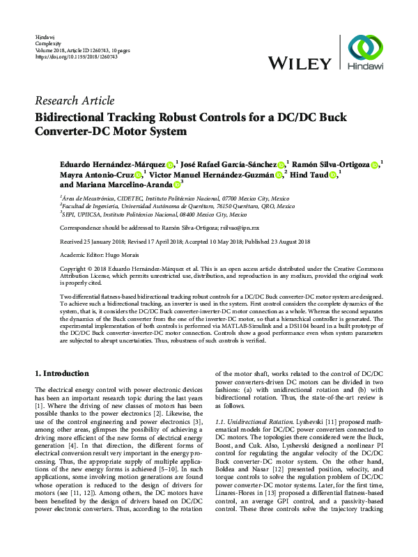 Bidirectional Tracking Robust Controls for a DC/DC Buck Converter-DC Motor System