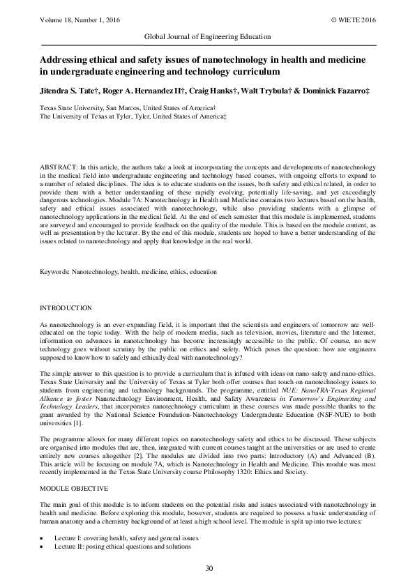 (PDF) Addressing ethical and safety issues of nanotechnology in health ...
