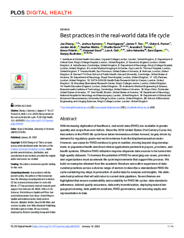 Pdf Best Practices In The Real World Data Life Cycle