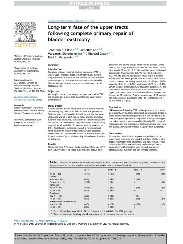 (PDF) Long-term fate of the upper tracts following complete primary ...