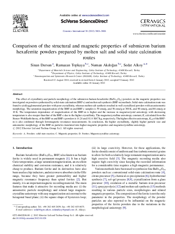 (PDF) Comparison of the structural and magnetic properties of submicron ...