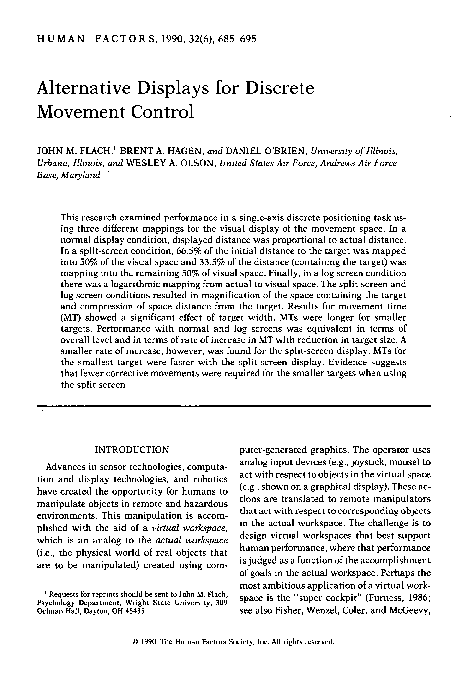 (PDF) Alternative Displays for Discrete Movement Control