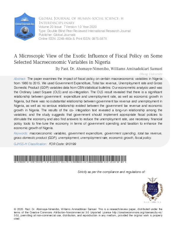(PDF) A Microscopic View of the Exotic Influence of Fiscal Policy on ...