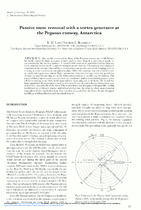 (PDF) Passive snow removal with a vortex generator at the Pegasus ...