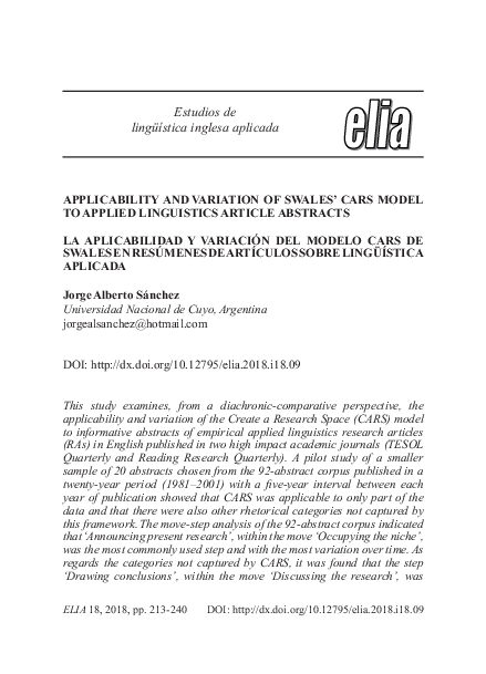(PDF) Applicability and variation of Swales’ cars model to applied ...
