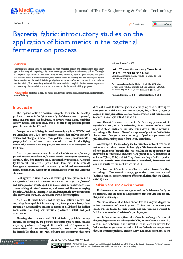 (PDF) Bacterial fabric: introductory studies on the application of ...