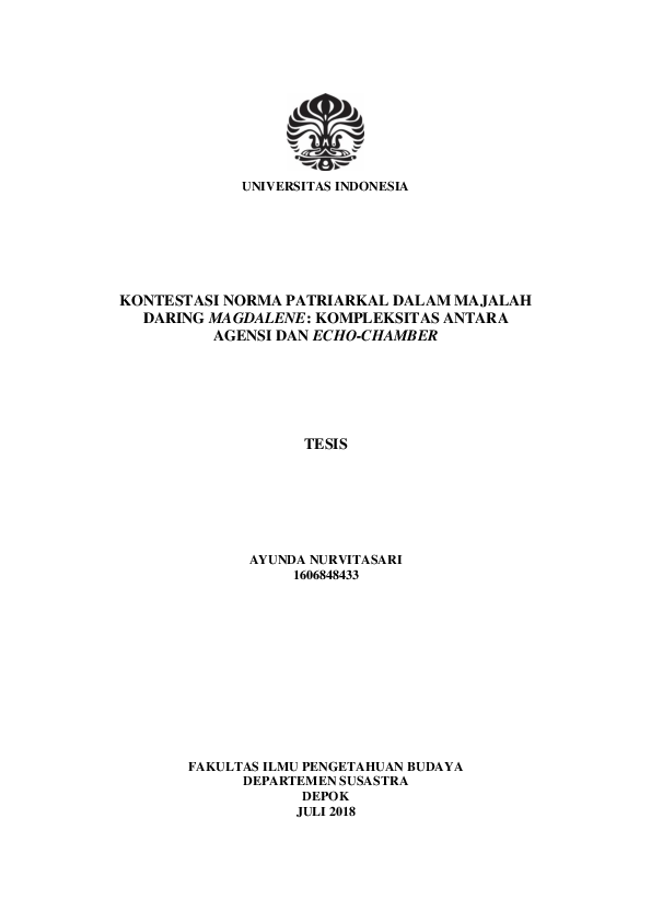 (PDF) Kontestasi Norma Patriarkal dalam Majalah Daring, Magdalene ...