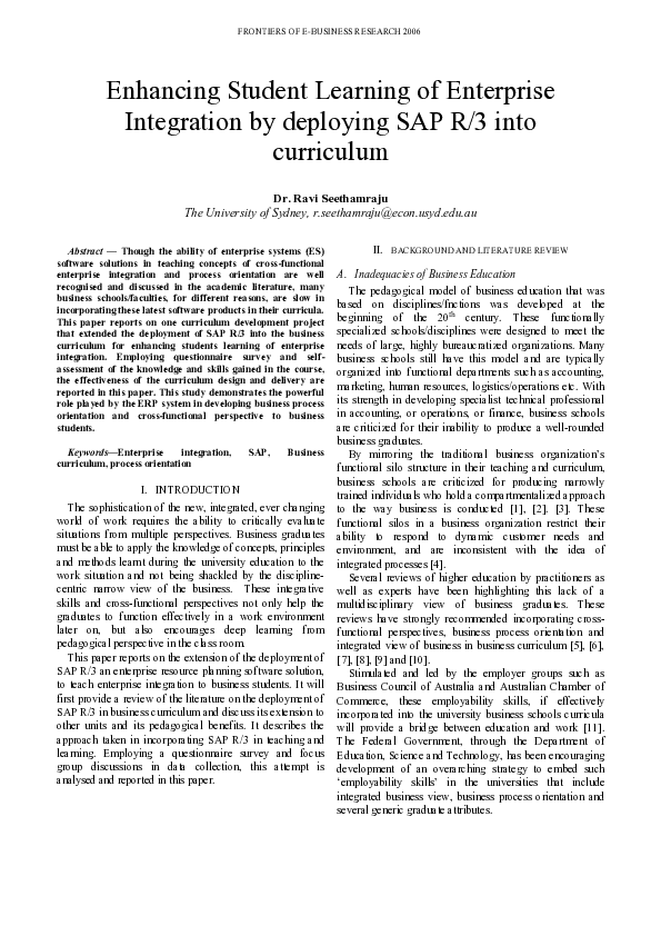 (PDF) Enhancing Student Learning of Enterprise Integration and Business Process Orientation ...