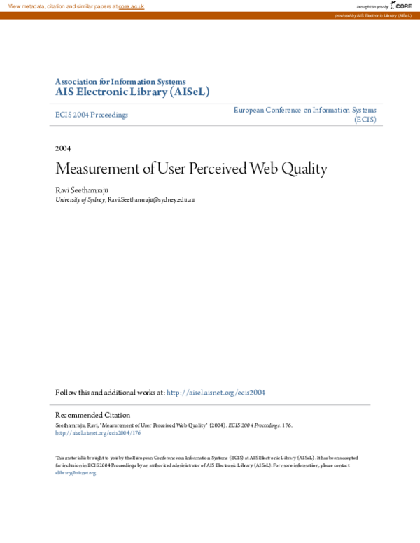 (PDF) Measurement of User Perceived Web Quality