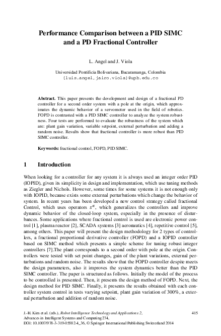 (PDF) Performance Comparison between a PID SIMC and a PD Fractional Controller | Luis Angel ...