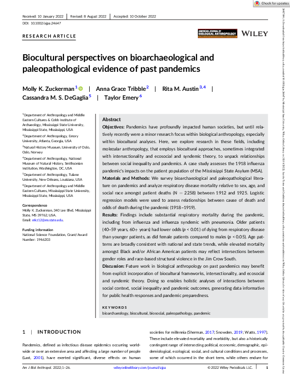 Biocultural perspectives on bioarchaeological and paleopathological ...