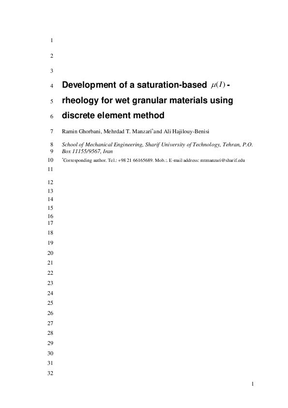 (PDF) Development of a saturation-based Mu(I)-rheology for wet granular materials using discrete ...