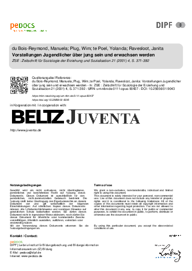 (PDF) Perceptions of young people on being young and becoming adult
