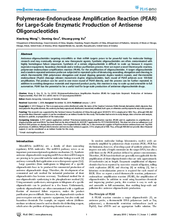 (PDF) Polymerase-Endonuclease Amplification Reaction (PEAR) for Large ...