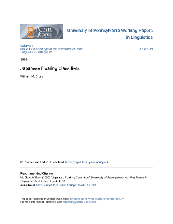 (PDF) Japanese Floating Classifiers
