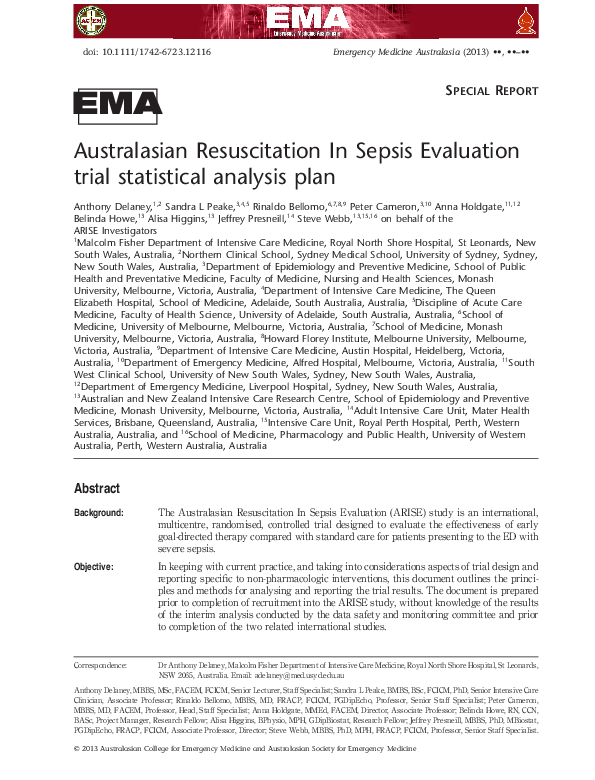 (PDF) Australasian Resuscitation In Sepsis Evaluation trial statistical ...