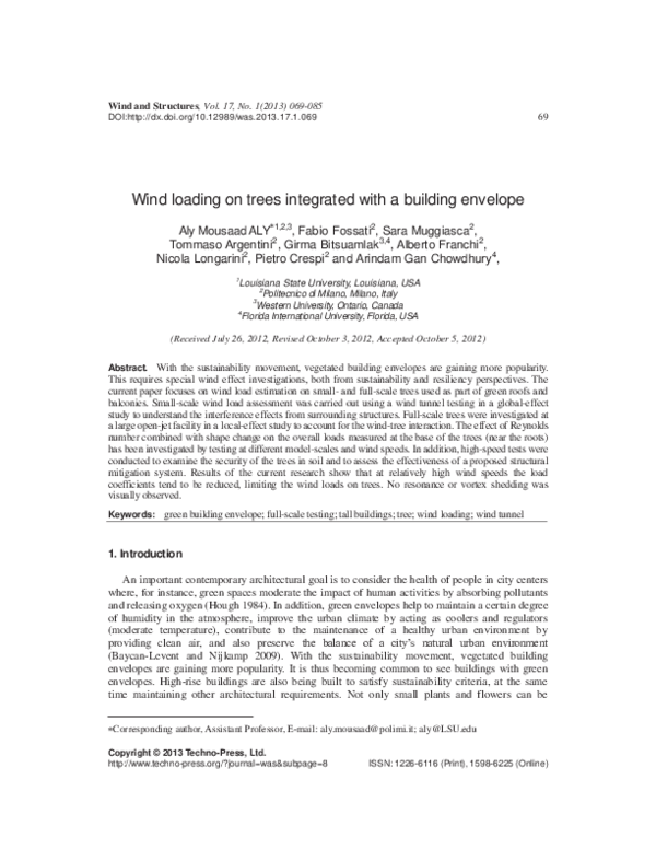 (PDF) Wind loading on trees integrated with a building envelope