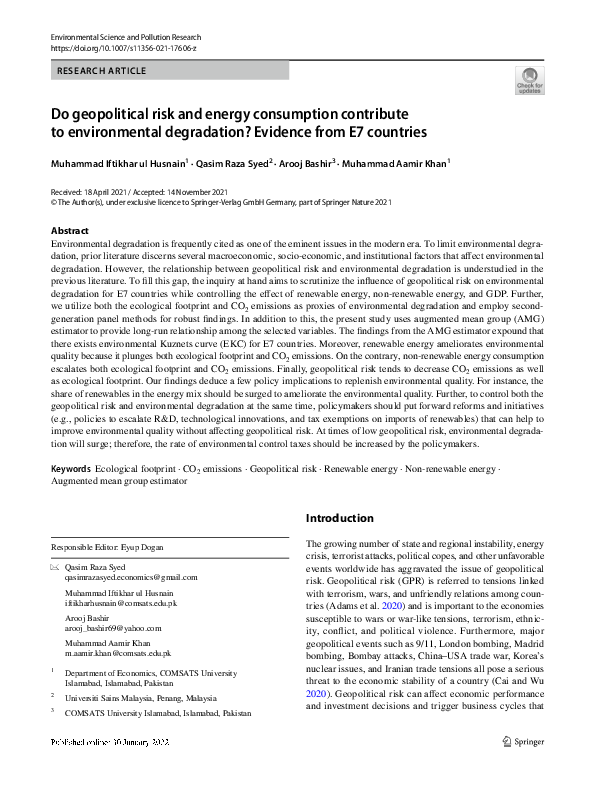 (PDF) Do geopolitical risk and energy consumption contribute to ...