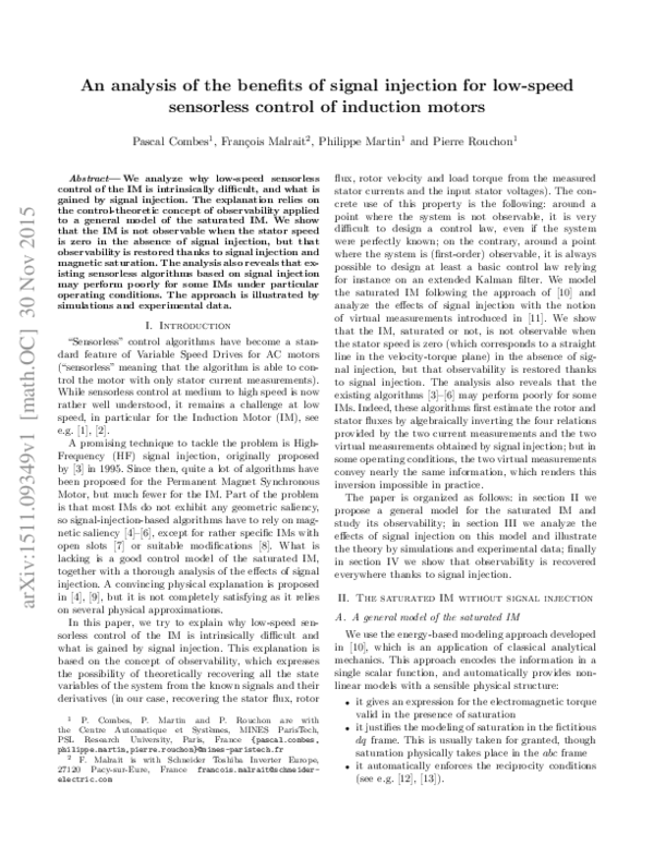 (PDF) An analysis of the benefits of signal injection for low-speed ...