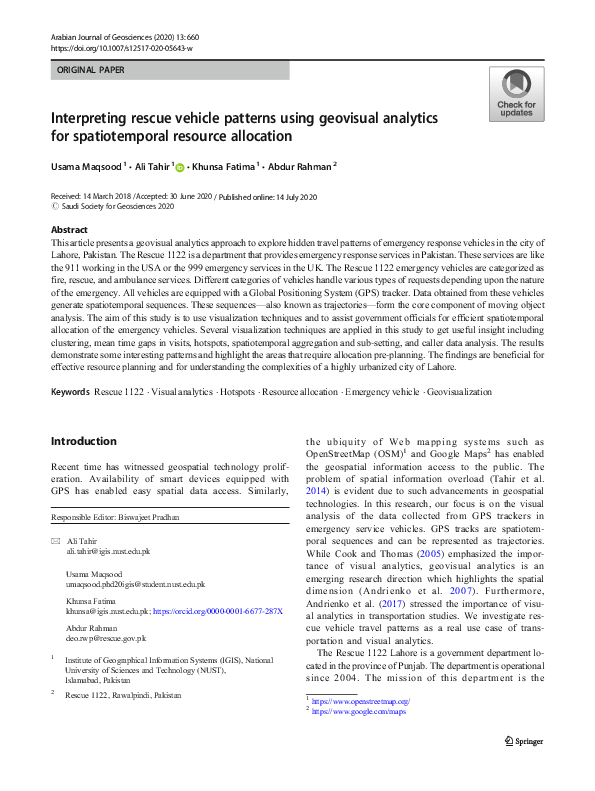 (PDF) Interpreting rescue vehicle patterns using geovisual analytics ...