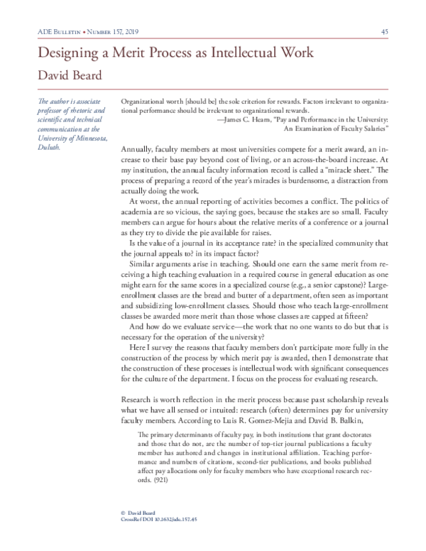 (PDF) Designing a Merit Process as Intellectual Work