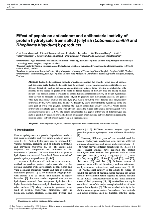 (PDF) Effect of pepsin on antioxidant and antibacterial activity of ...