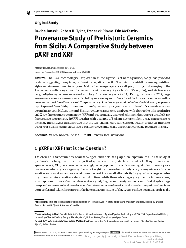 (PDF) Provenance Study of Prehistoric Ceramics from Sicily: A ...