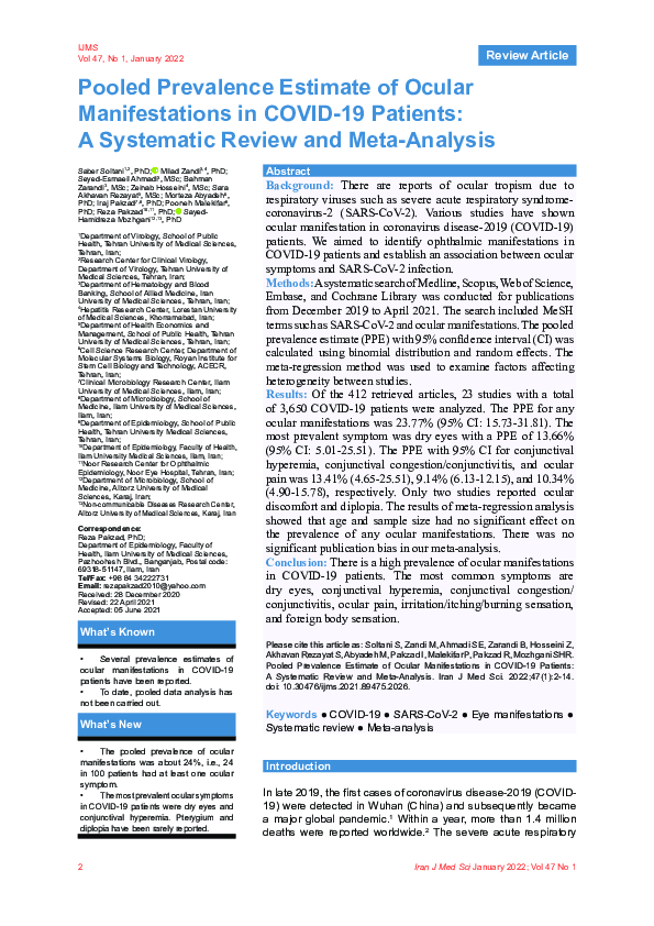(PDF) Pooled Prevalence Estimate of Ocular Manifestations in COVID-19 ...