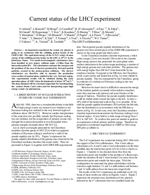 (PDF) Current status of the LHCf experiment