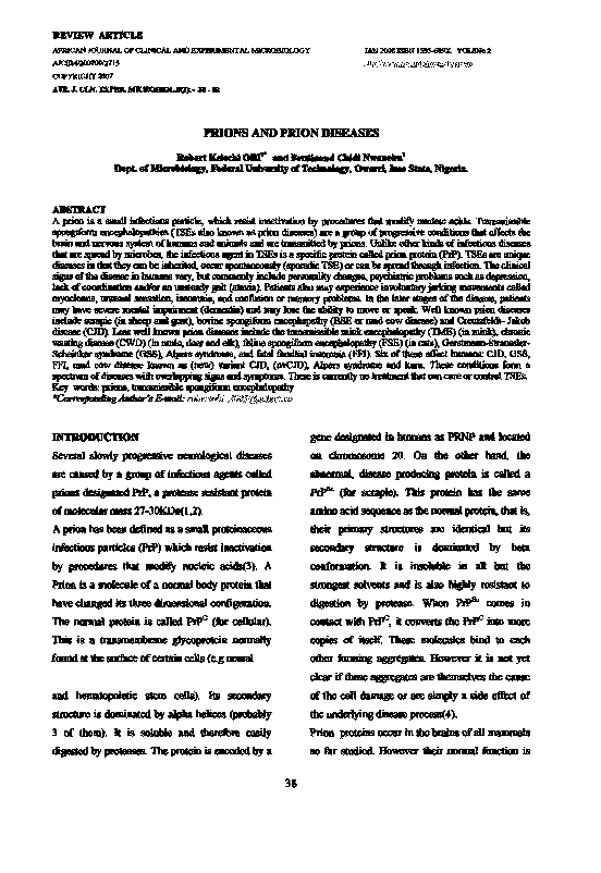 (PDF) Prions and prion diseases | Dragan Momcilovic - Academia.edu