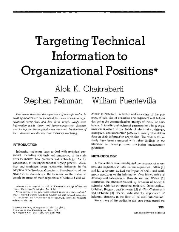 (PDF) Targeting technical information to organizational positions