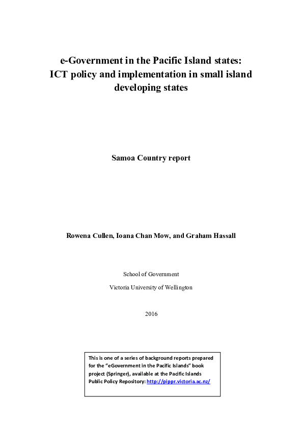(PDF) e-Government in the Pacific Island states: ICT policy and ...
