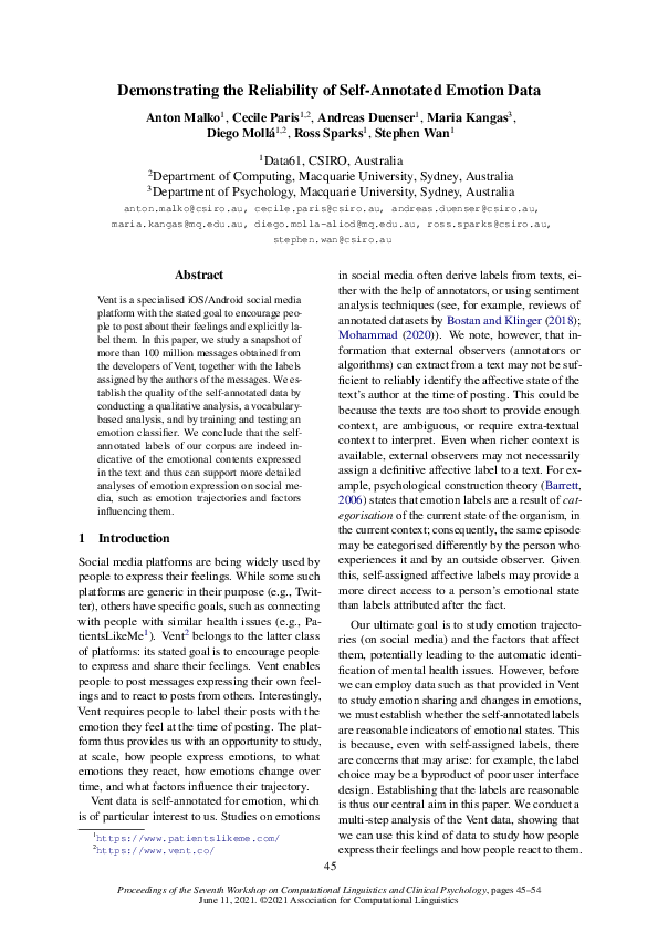 (PDF) Demonstrating the Reliability of Self-Annotated Emotion Data