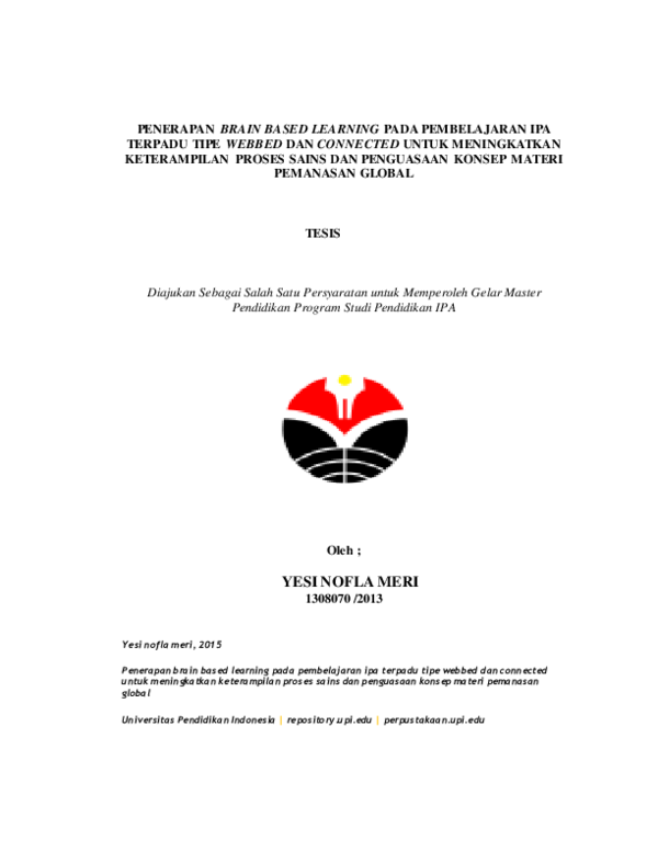 (PDF) Penerapan Brain Based Learning Pada Pembelajaran Ipa Terpadu Tipe ...