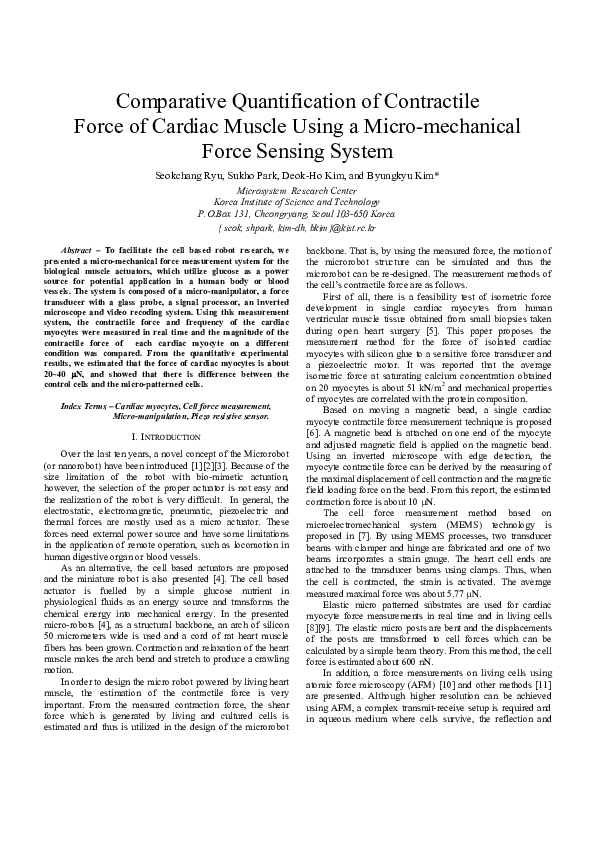 (PDF) Comparative Quantification of Contractile Force of Cardiac Muscle ...