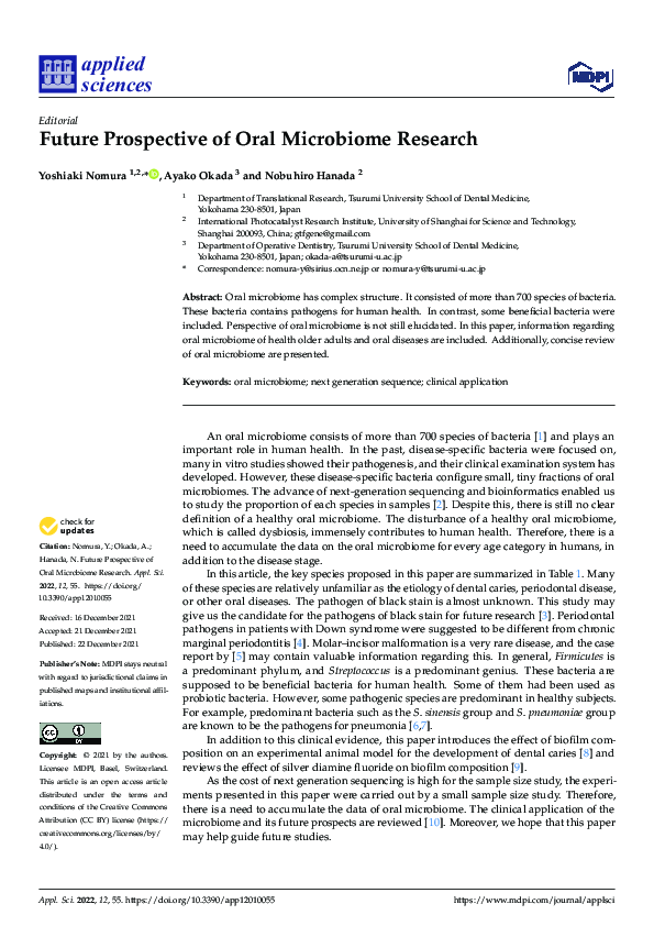 (PDF) Future Prospective of Oral Microbiome Research
