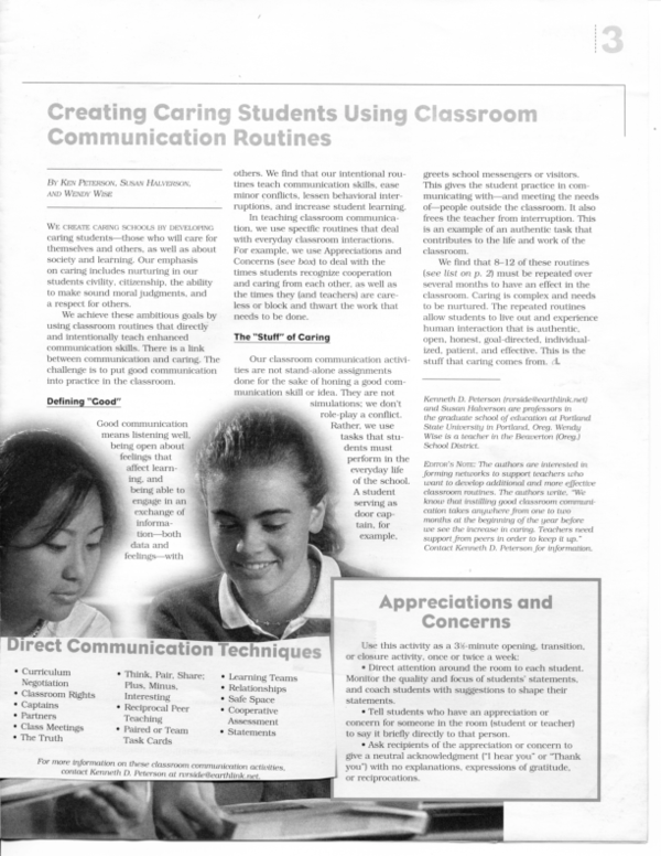 (PDF) Creating Caring Students Using Classroom Communication Routines
