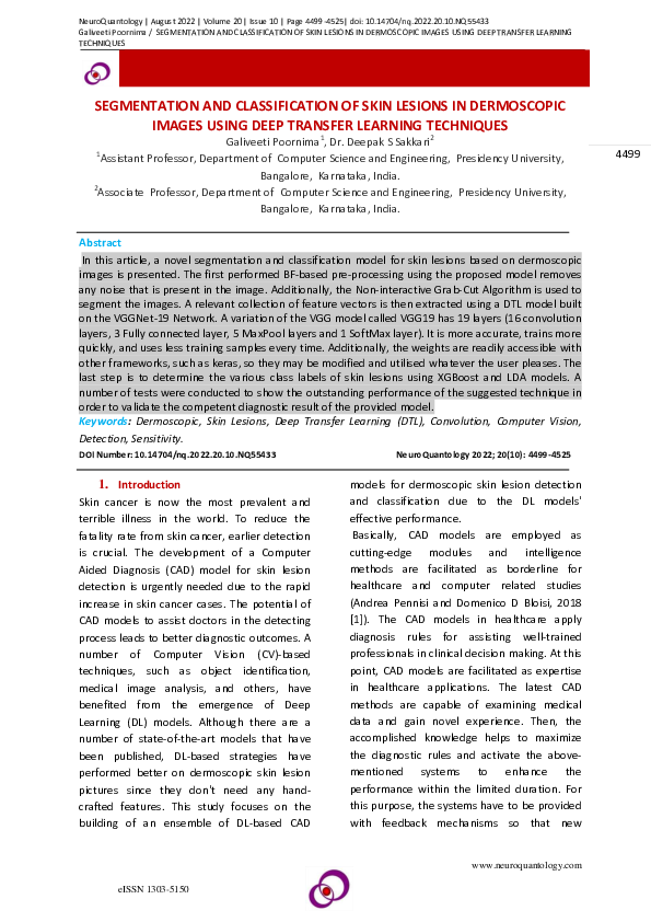 (PDF) SEGMENTATION AND CLASSIFICATION OF SKIN LESIONS IN DERMOSCOPIC ...