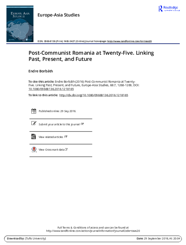 (PDF) Post-Communist Romania at Twenty-Five. Linking Past, Present, and ...
