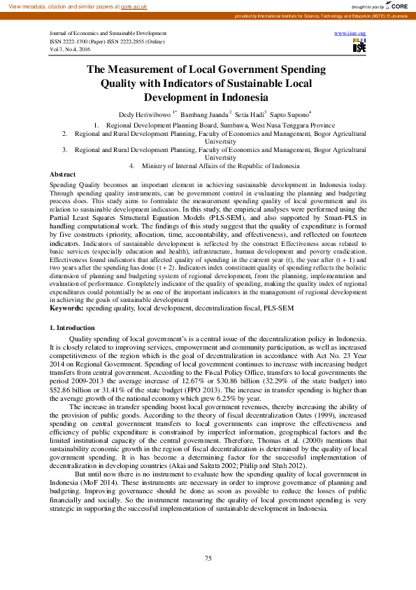 (PDF) The Measurement of Local Government Spending Quality with ...