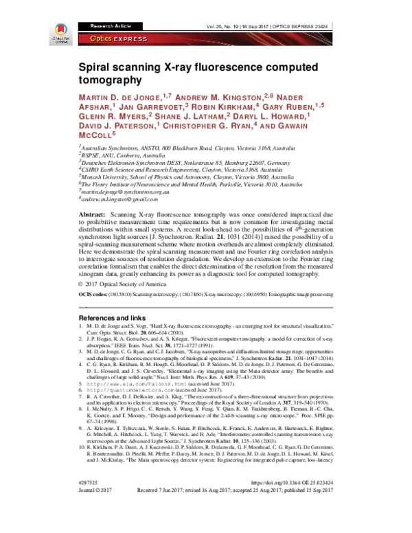 (PDF) Spiral scanning X-ray fluorescence computed tomography