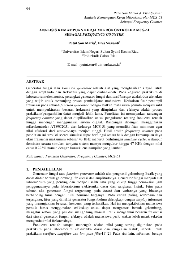 (PDF) Analisis Kemampuan Kerja Mikrokontroler MCS-51 sebagai Frequency Counter