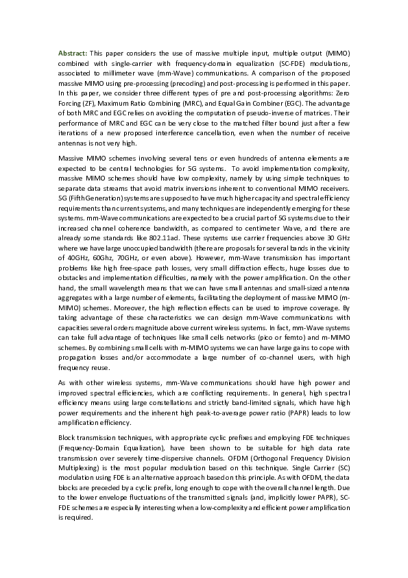 (PDF) A comparison of massive MIMO using pre and post-processing